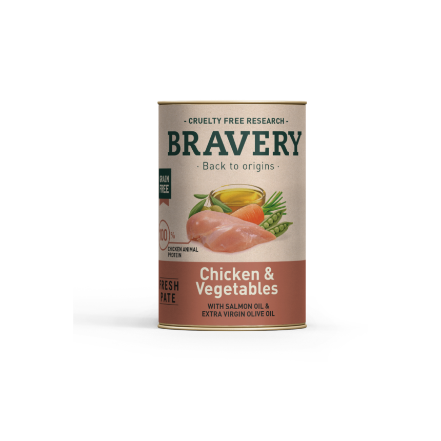 BRAVERY CHICKEN AND VEGETABLES DOG WET FOOD 290 GR – Bravery Chile
